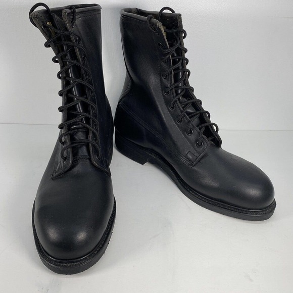 Cove | Shoes | Vtg 981 Cove Shoe Co 7986115 Black Leather Combat Steel ...